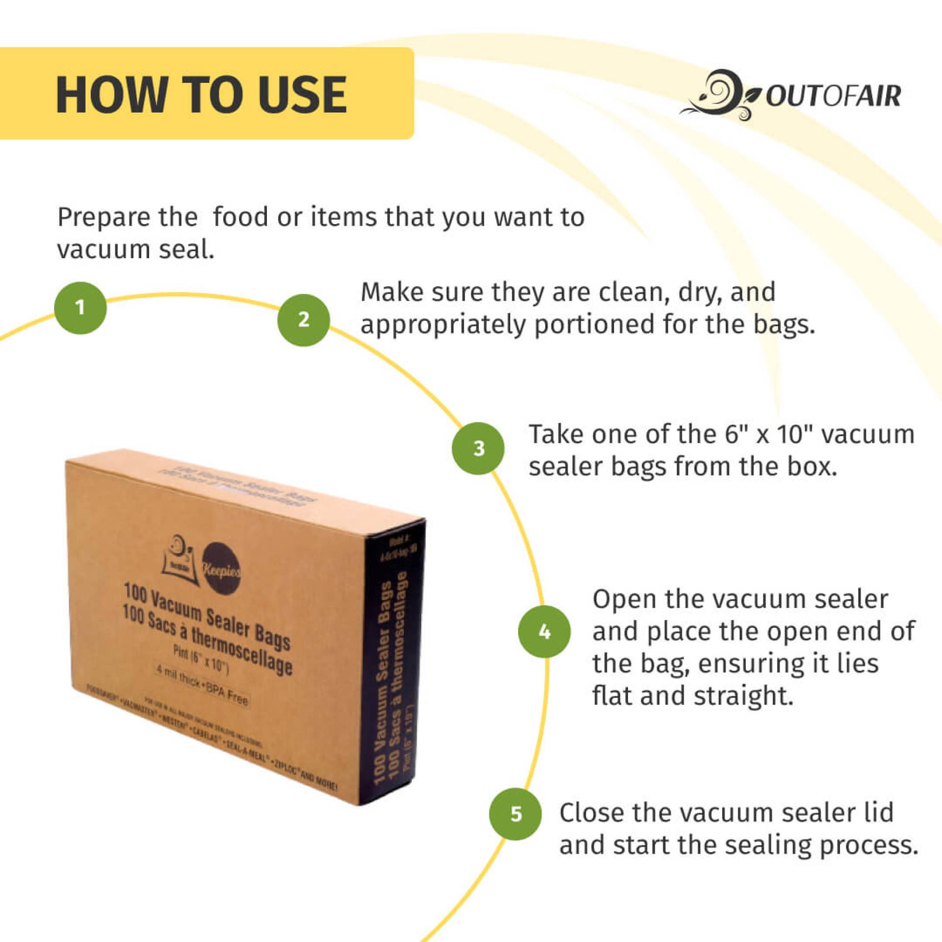 Pint Size (6"x10") FoodSaver Pint Bags - 100 Bags - OutOfAir