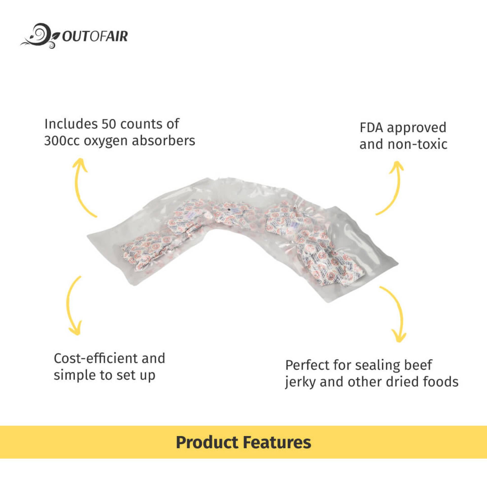 FreshUs 300cc Oxygen Absorbers - 50 Count - OutOfAir