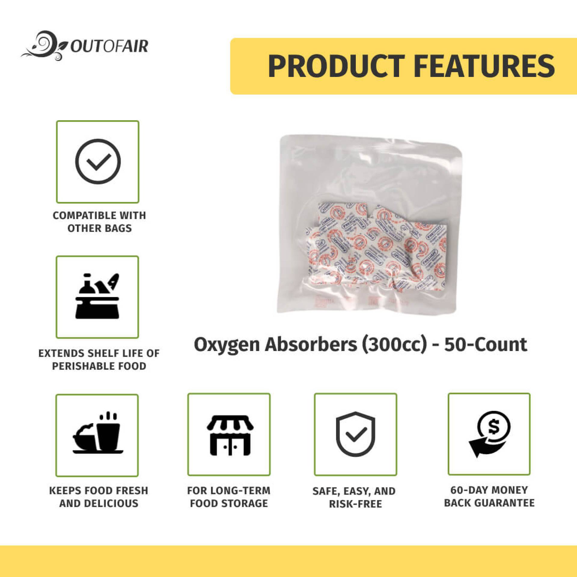 FreshUs 300cc Oxygen Absorbers - 50 Count - OutOfAir