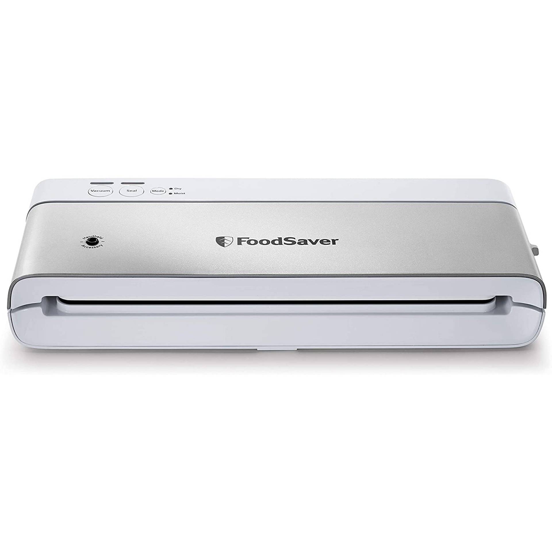 FoodSaver Compact Vacuum Sealer Machine with Sealer Bags and Roll for Airtight Food Storage and Sous Vide White