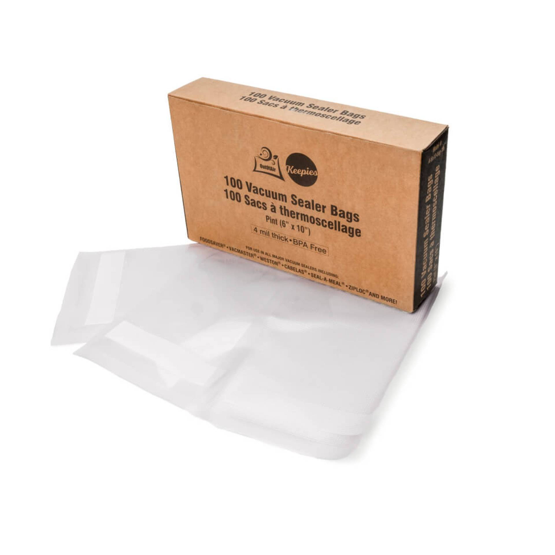 Pint Size (6"x10") FoodSaver Pint Bags - 100 Bags - OutOfAir